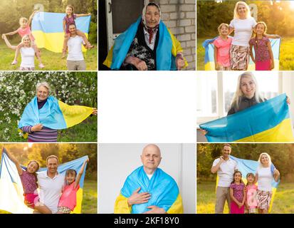 Collage of photos on the theme of Ukraine. Selective focus Stock Photo ...