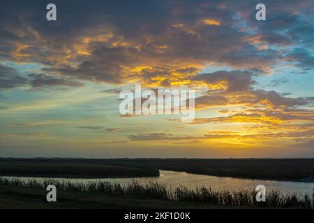 Overlooking the Llano Grande River at sunrise, Llano Grande RV Resort ...