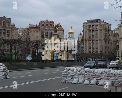 The statue of Archangel Michael on Lach Gates in Independence Square ...