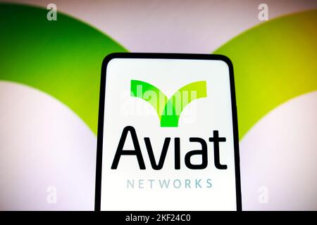 In this photo illustration, the Aviat Networks logo is displayed on a ...
