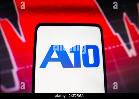 In this photo illustration, the A10 Networks logo is displayed on a ...