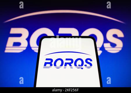 In this photo illustration, the Borqs Technologies logo is displayed on ...
