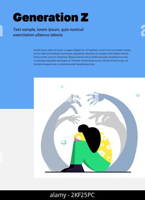 tired depressed woman with monster shadow unhappy girl feeling ...