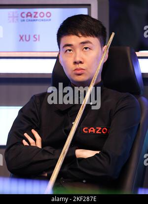China’s Xu Si during day four of the Cazoo UK Snooker Championship at ...