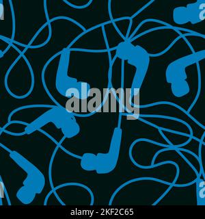 Music technology seamless headphones earphones cartoon pattern for ...