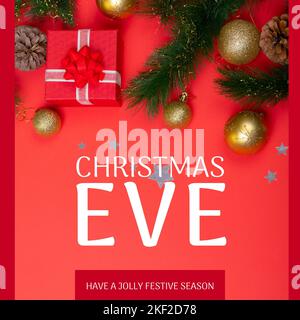 Composition of christmas eve text over christmas decoration Stock Photo ...