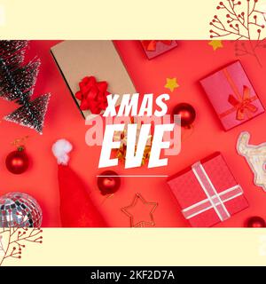 Composition of christmas eve text over christmas decoration Stock Photo ...