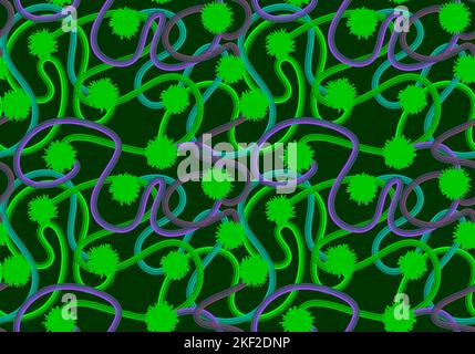 Cartoon ribbons seamless fluffy objects and stickers pattern for ...