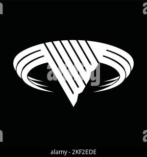WW Monogram logo letter with triangle shield and circle shape style design on isolated ...