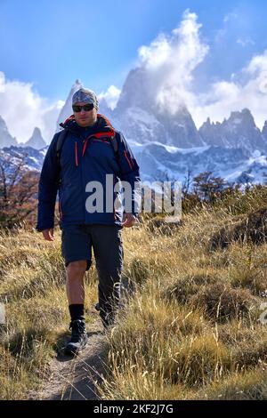 white man trekking in El Chalten, Patagonia Argentina Stock Photo - Alamy