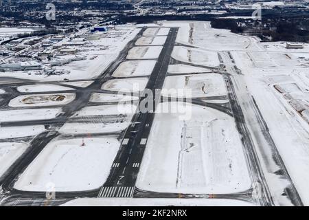 Overview of Anchorage Ted Stevens Airport passengers terminal after a ...
