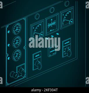 Stylized vector illustration of diesel generator control panel Stock ...
