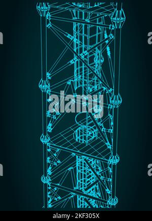Stylized vector illustration of telecommunication tower blueprints Stock Vector Image & Art - Alamy