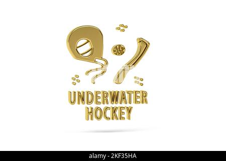 Golden 3d underwater hockey icon isolated on white background - 3d ...