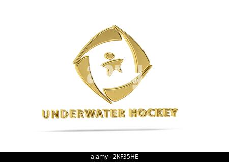 Golden 3d underwater hockey icon isolated on white background - 3d ...