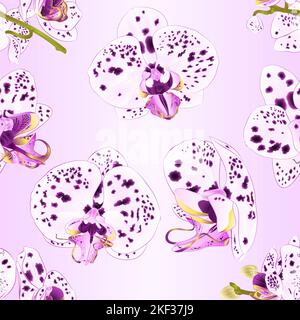 Seamless texture branch orchids dots white and purple and yellow ...