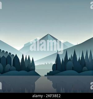 Flat landscape with a snowy background Clear blue sky with snowdrifts ...