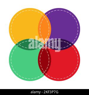 Venn diagram 5 circle with dash line chart infographic sign Stock ...