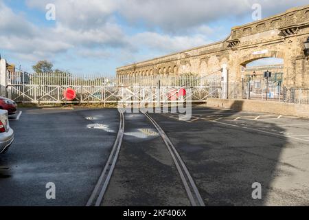 Old disused railway tracks from Lowestoft railway station to Lowestoft ...