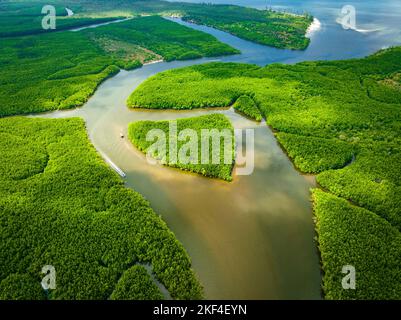 Heart shape island in Khao Chom Pa Sea Mangrove view point, in Trang ...