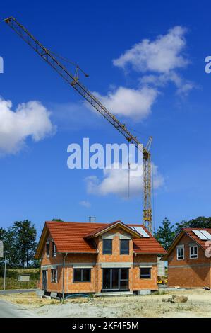 Rohbau, Einfamilienhaus, Neubaugebiet, Wohnsiedlung, Einfamilienhäuser ...