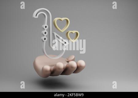 Beautiful abstract illustrations Saxophone with heart symbol icon on a ...