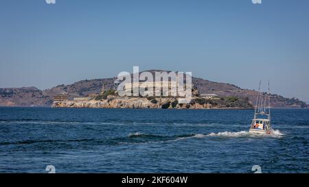 The famous maximum security federal prison of Alcatraz, located on an ...