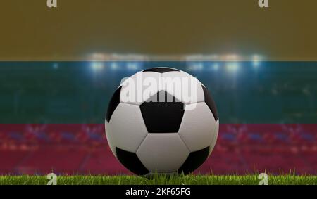 Soccer ball Lithuania flag on a soccer pitch. 3d illustration Stock ...