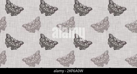 Farmhouse gray butterfly seamless border. Rustic French wildlife for ...