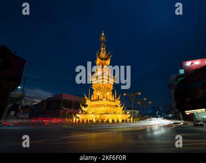 the clock tower in the city of Chiang Rai in North Thailand. Thailand ...