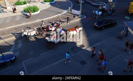 Straße, Verkehr, Gäste. Touristen, Kutsche, Fiaker, Wien, Pferdekutsche ...