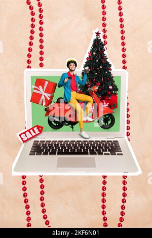 Creative poster collage of young woman entrepreneur freelancer investor ...