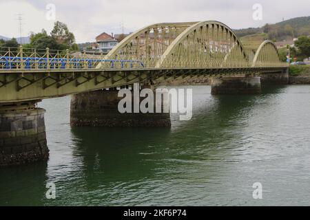The steel swing bridge and bowstring-arch-truss bridge Ría de Limpias ...