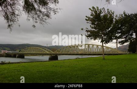 The steel swing bridge and bowstring-arch-truss bridge Ría de Limpias ...
