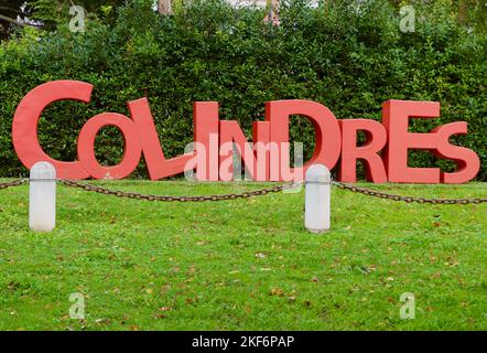 Colindres town name script in large red letters in a park Cantabria ...