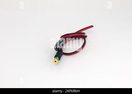 DC 12V male and female connector cables on a white background ...