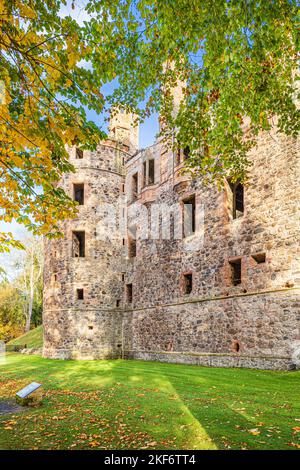 The ruins of 12th century Huntly Castle in autumn, Huntly ...