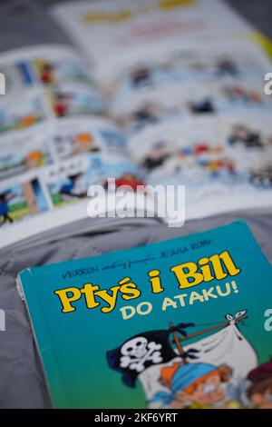 A vertical shot of the Polish Ptys I Bill comic books by Verron and ...