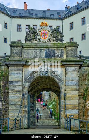 Gate of Fortress of Königstein, Saxon Switzerland, Germany Stock Photo ...