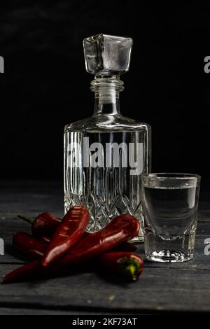 Ukrainian gorilka or vodka or rum or tequila (transparent highly ...