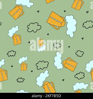 Electric kettle pattern vector seamless blue repeat for any use Stock ...