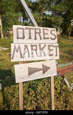 Direction Sign to Otres Market Sihanoukville Cambodia Stock Photo - Alamy