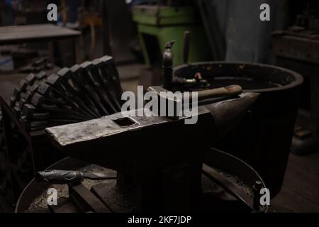 blacksmith tools and metal blanks in privet forge Stock Photo - Alamy