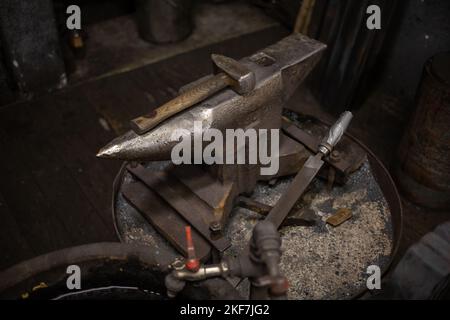 blacksmith tools and metal blanks in privet forge Stock Photo - Alamy