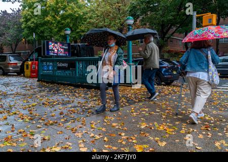 Autumn leaves litter the streets after the remains of Hurricane Nicole ...