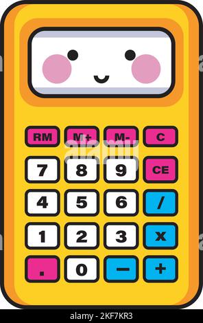 Calculator math device cute kawaii cartoon Stock Vector Image & Art - Alamy