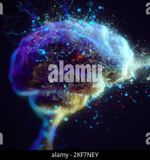 A human brain exploding with knowledge and creativity created with ...