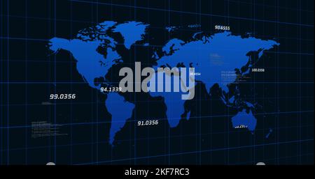 Numbers rising against world map in background Stock Photo - Alamy