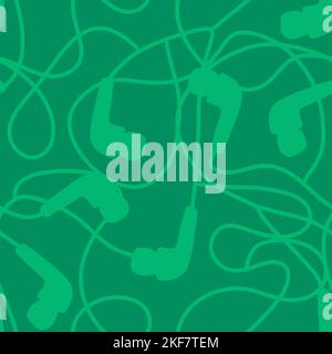 Music technology seamless headphones earphones cartoon pattern for ...