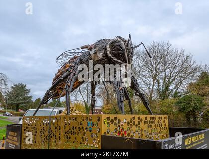 Manchester Bee Monument made from blades and guns, On display in ...